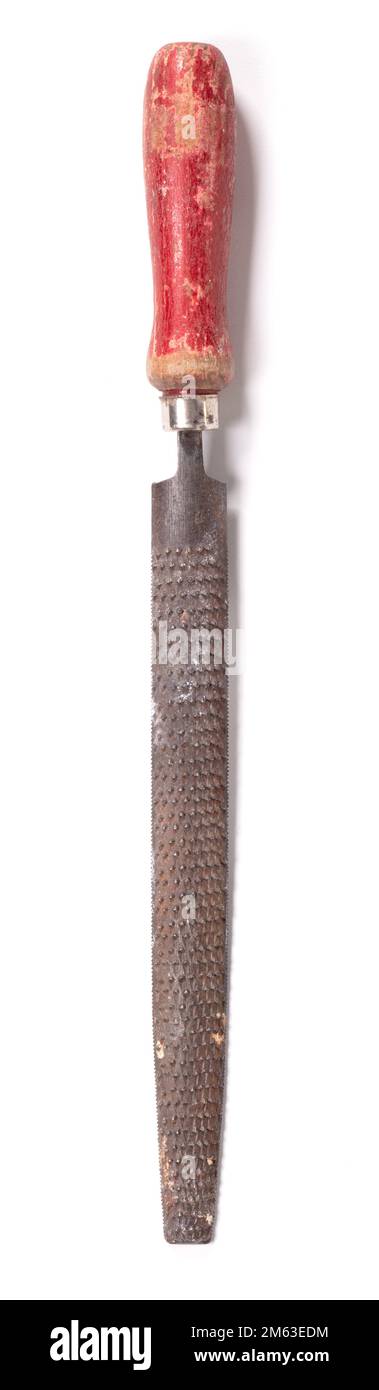 Old rounded-file tool isolated on a white background Stock Photo - Alamy