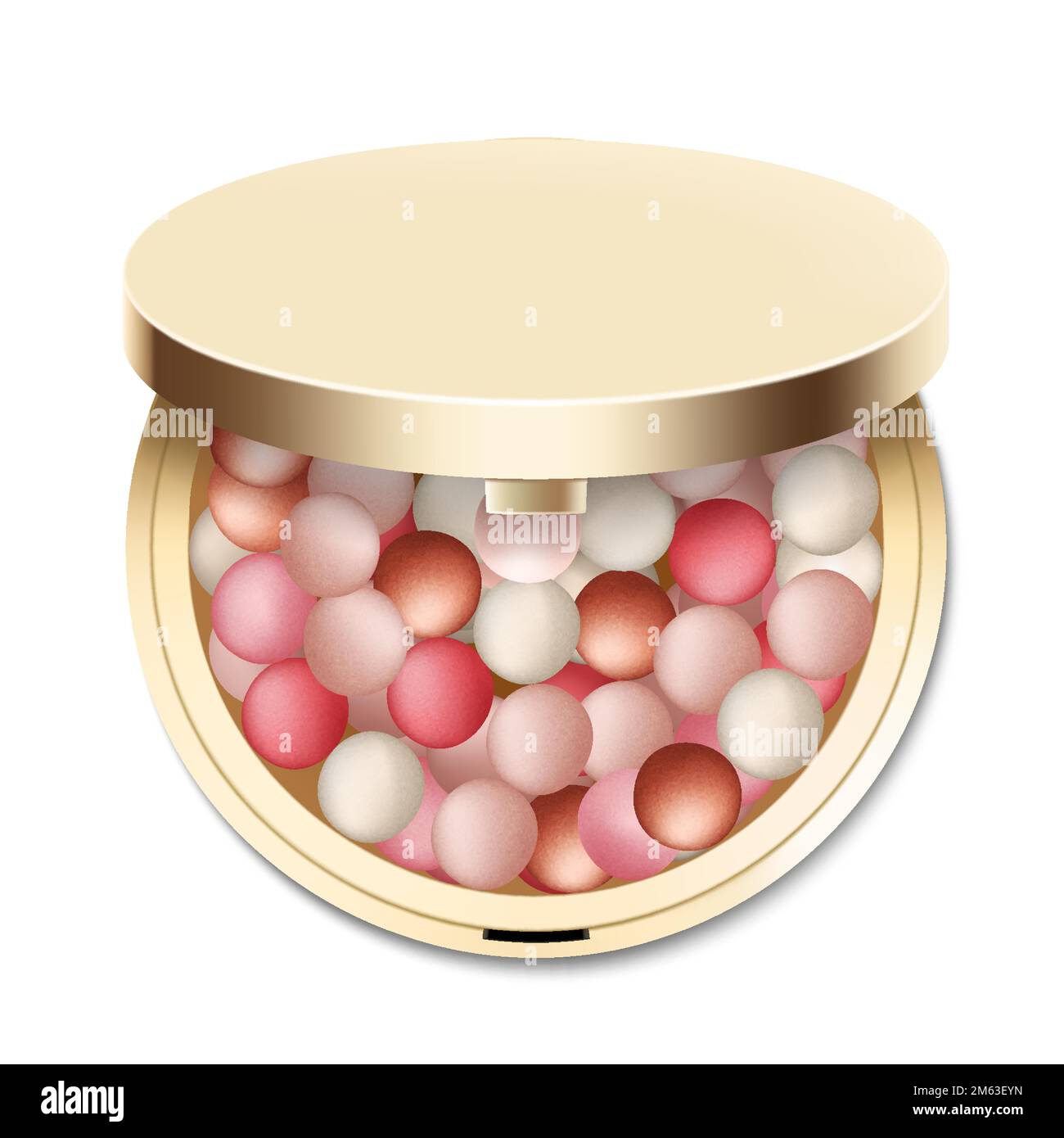 Blush balls, powder balls in round gold case with mirror, colorful ...