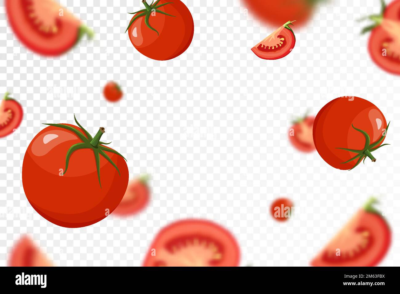 Tomato background. Falling fresh ripe tomatoes from different angles ...