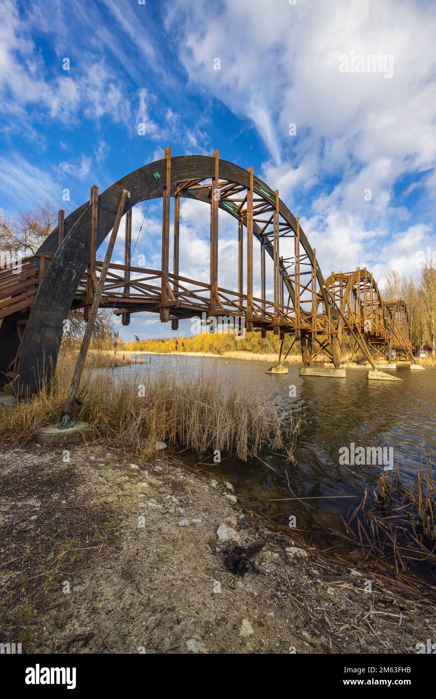 Wooden bridge in Balaton-felvideki nature reserve, Kis-Balaton ...
