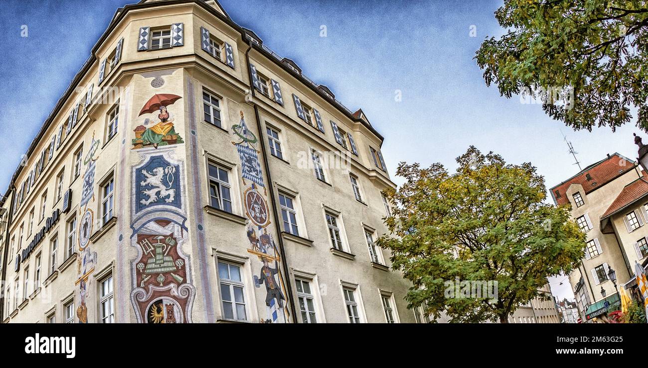 Typical Architecture, Street Scene, Munich, Bavaria, Germany, Europe ...