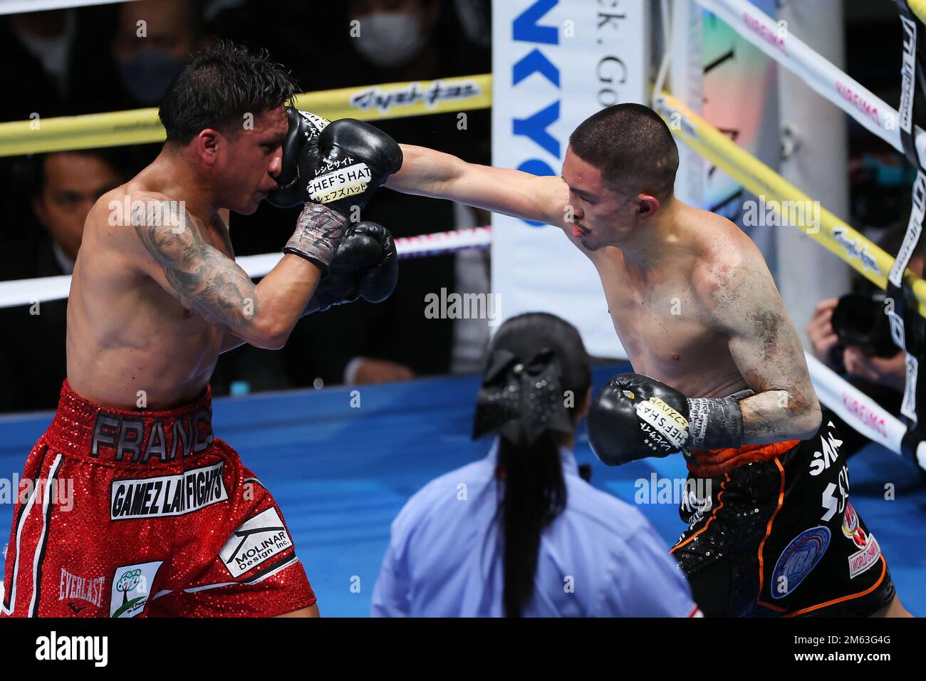 (L to R) Joshua Franco (USA), Kazuto Ioka (JPN), DECEMBER 31, 2022 - Boxing : WBA/WBO Super ...