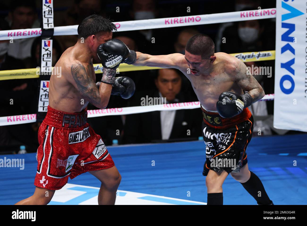 (L to R) Joshua Franco (USA), Kazuto Ioka (JPN), DECEMBER 31, 2022 - Boxing : WBA/WBO Super ...