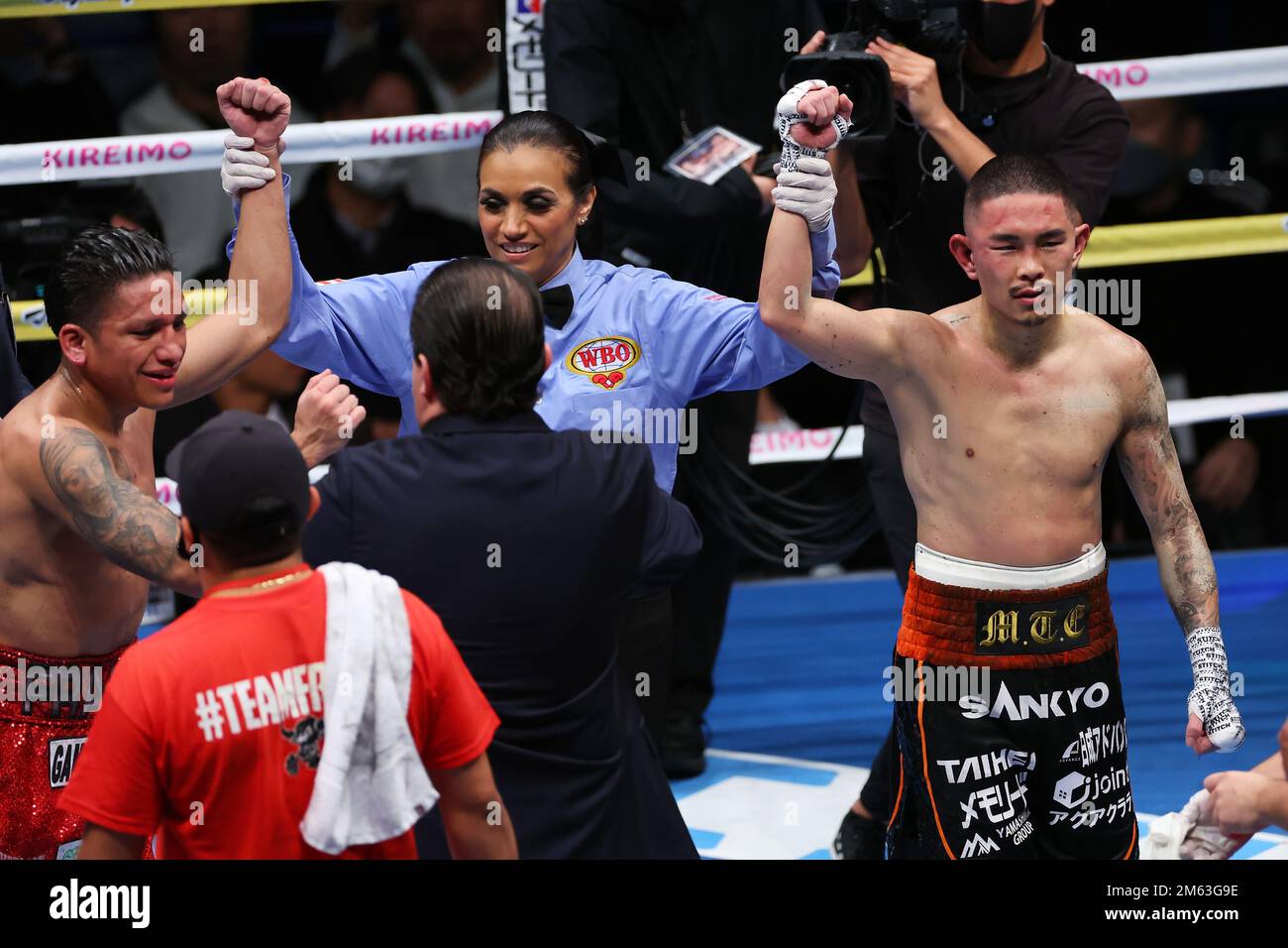 (L to R) Joshua Franco (USA), Kazuto Ioka (JPN), DECEMBER 31, 2022 - Boxing : WBA/WBO Super ...