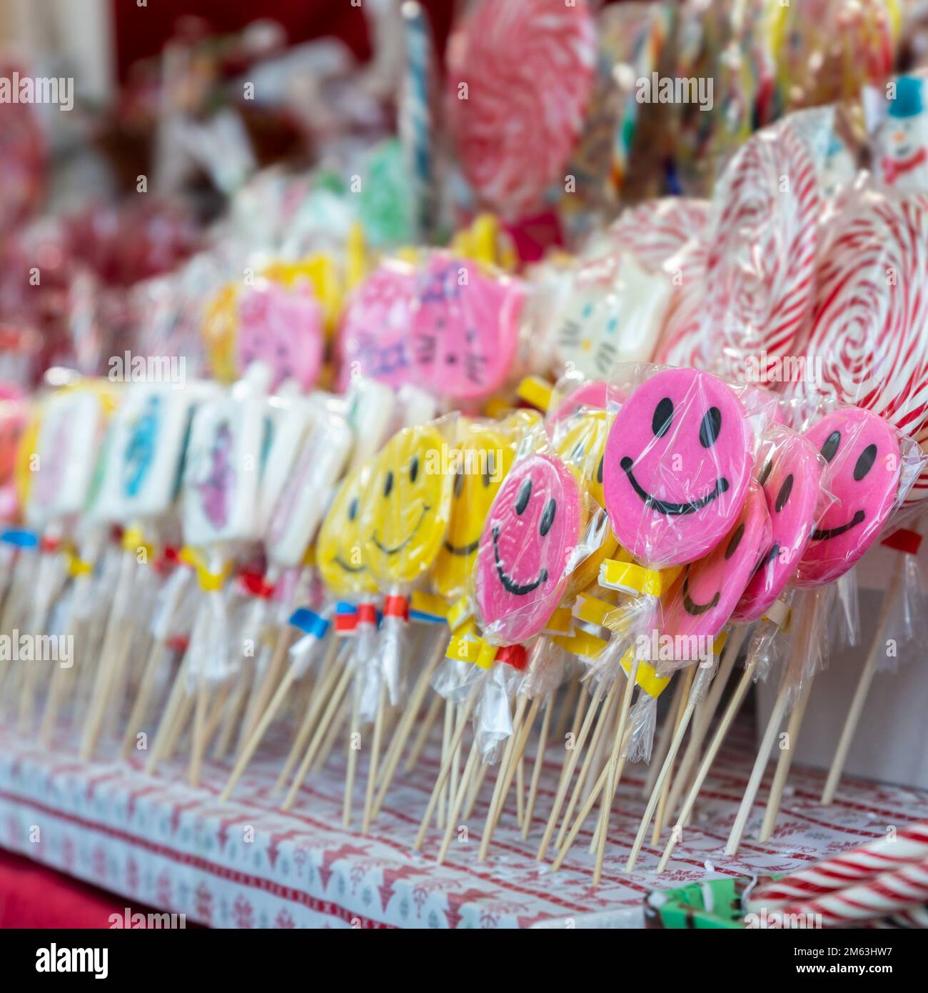 Candy lollipops with smiling emoticon on the christmas stand Stock ...