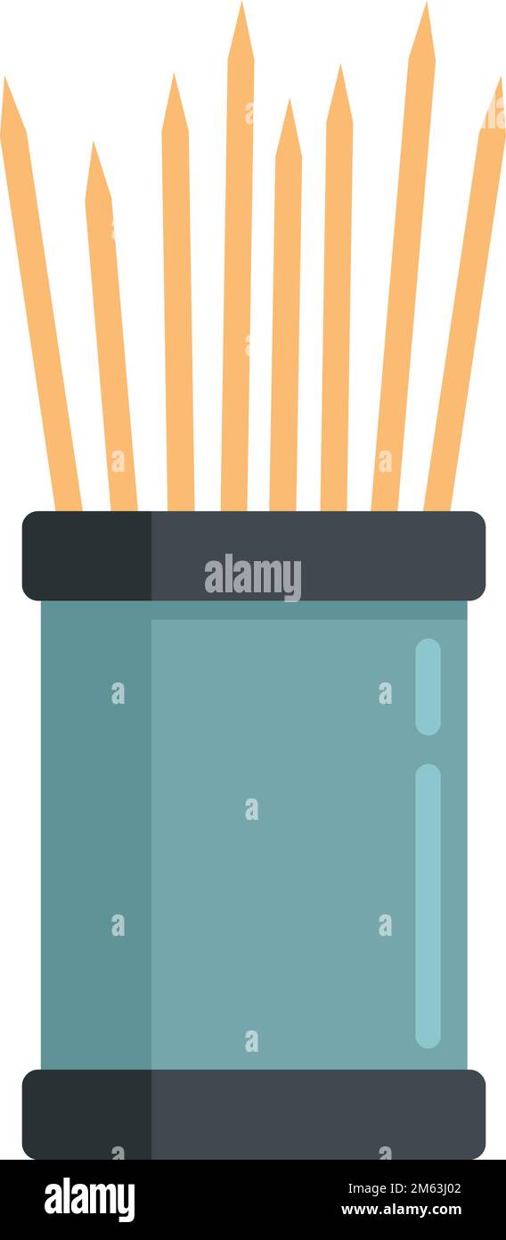 Food toothpick box icon flat vector. Tooth stick. Wooden pick isolated ...