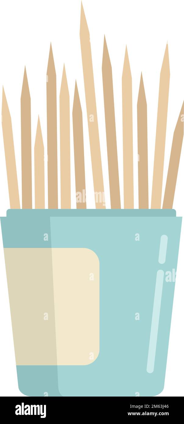 Thin toothpick icon flat vector. Tooth pick. Food stick isolated Stock ...