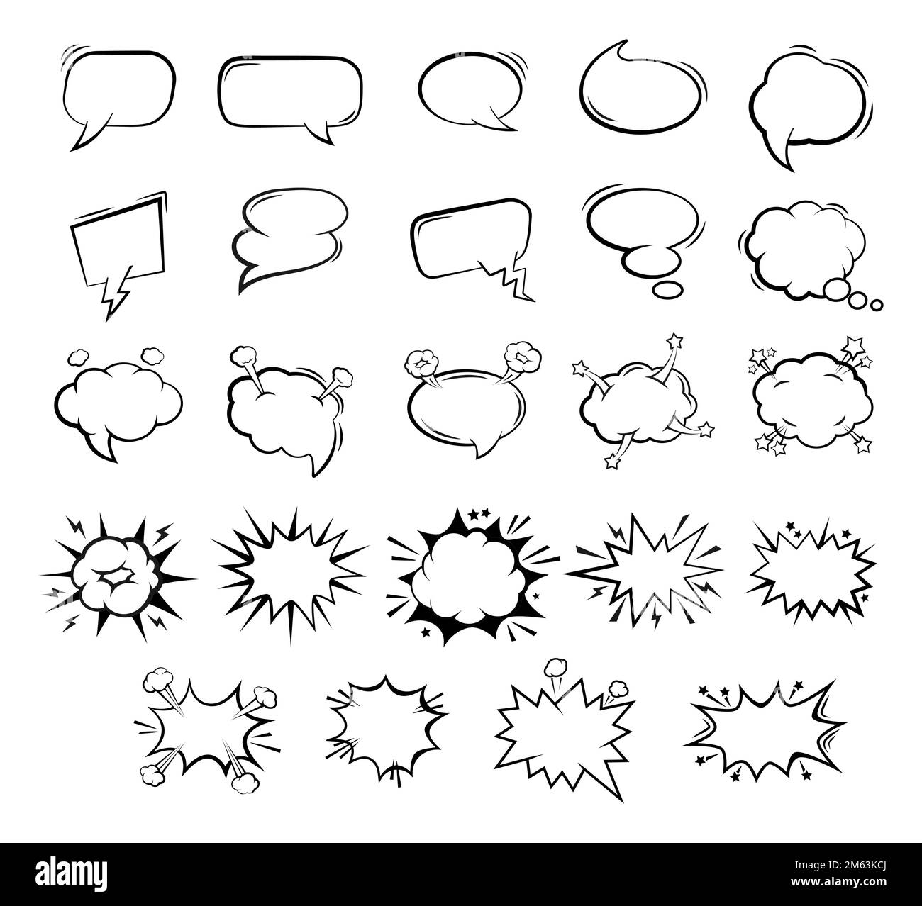 Collection Of Comic Speech Bubbles Cartoon Black White Illustration Of Cartoon Comic Bubble To