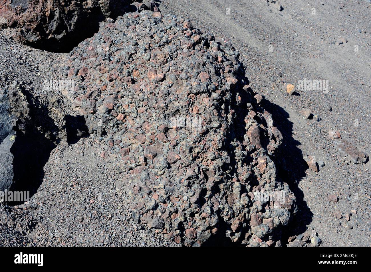 Volcanic breccia with angular fragments and matrix. This photo was ...