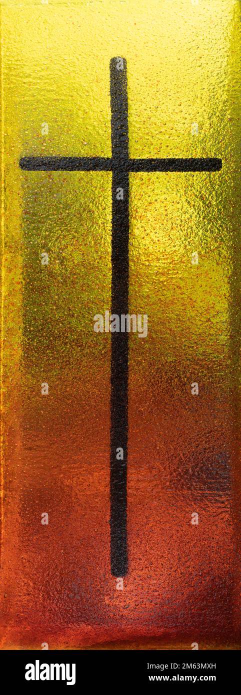 Christian cross in translucent colored plastic with rough surface Stock ...
