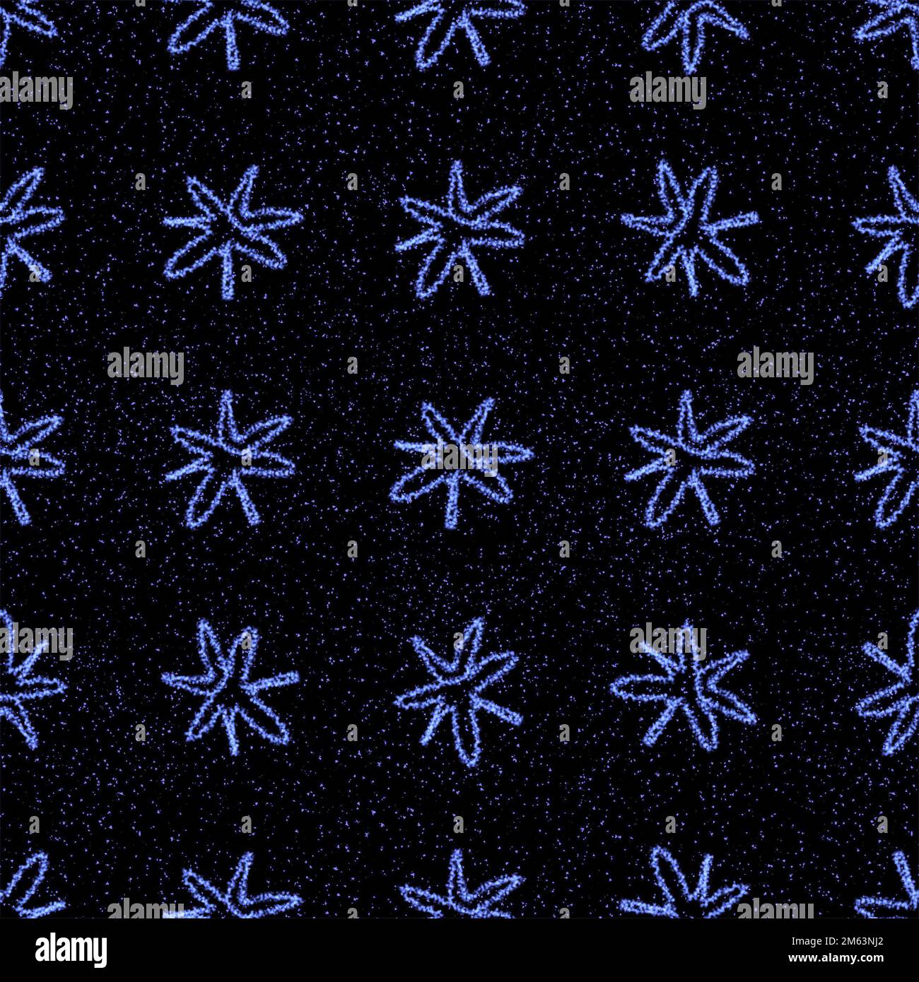 Hand Drawn Snowflakes Christmas Seamless Pattern. Subtle Flying Snow ...