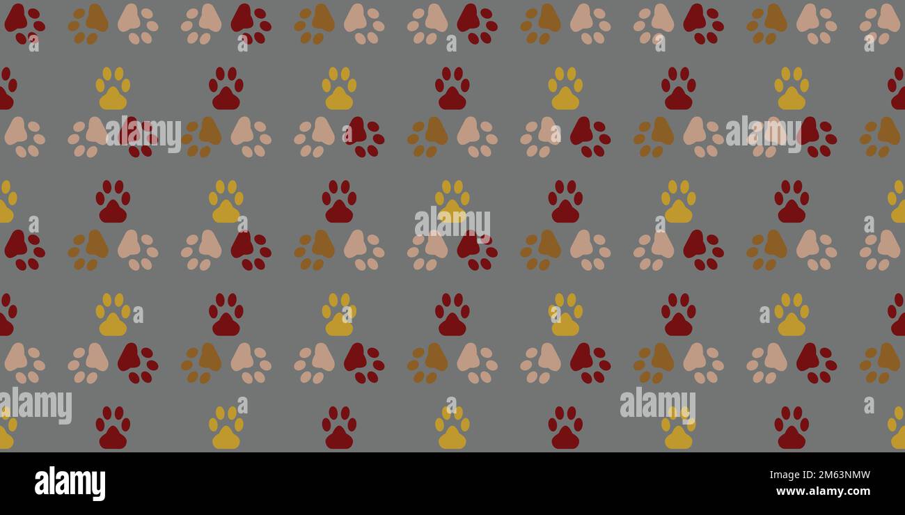 Dog paw prints vector seamless pattern. Pet steps seamless texture. Isolated wallpaper ...