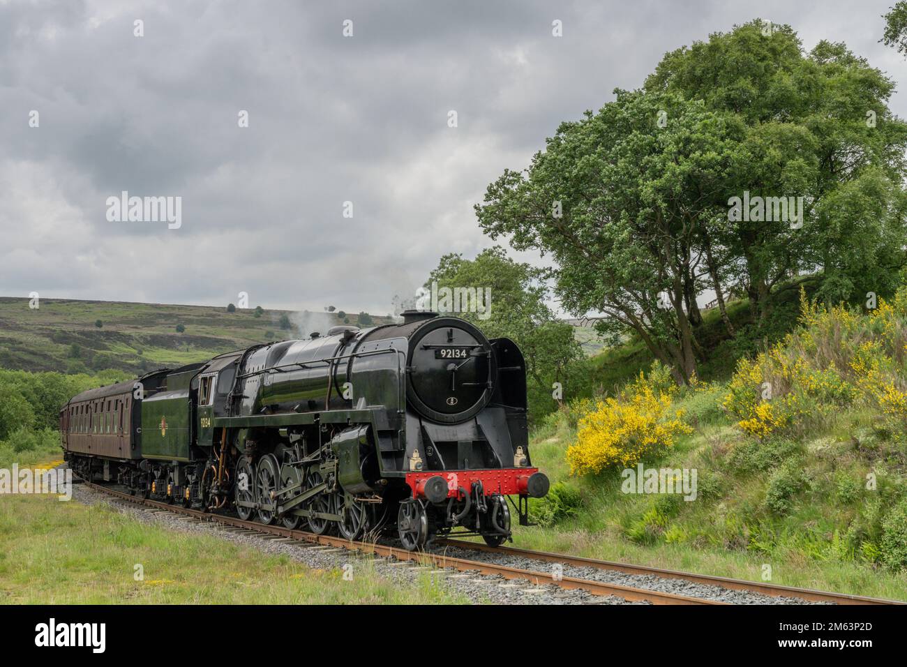 Steam train on the North Yorkshire Moors Railway UK. Vintage train ...