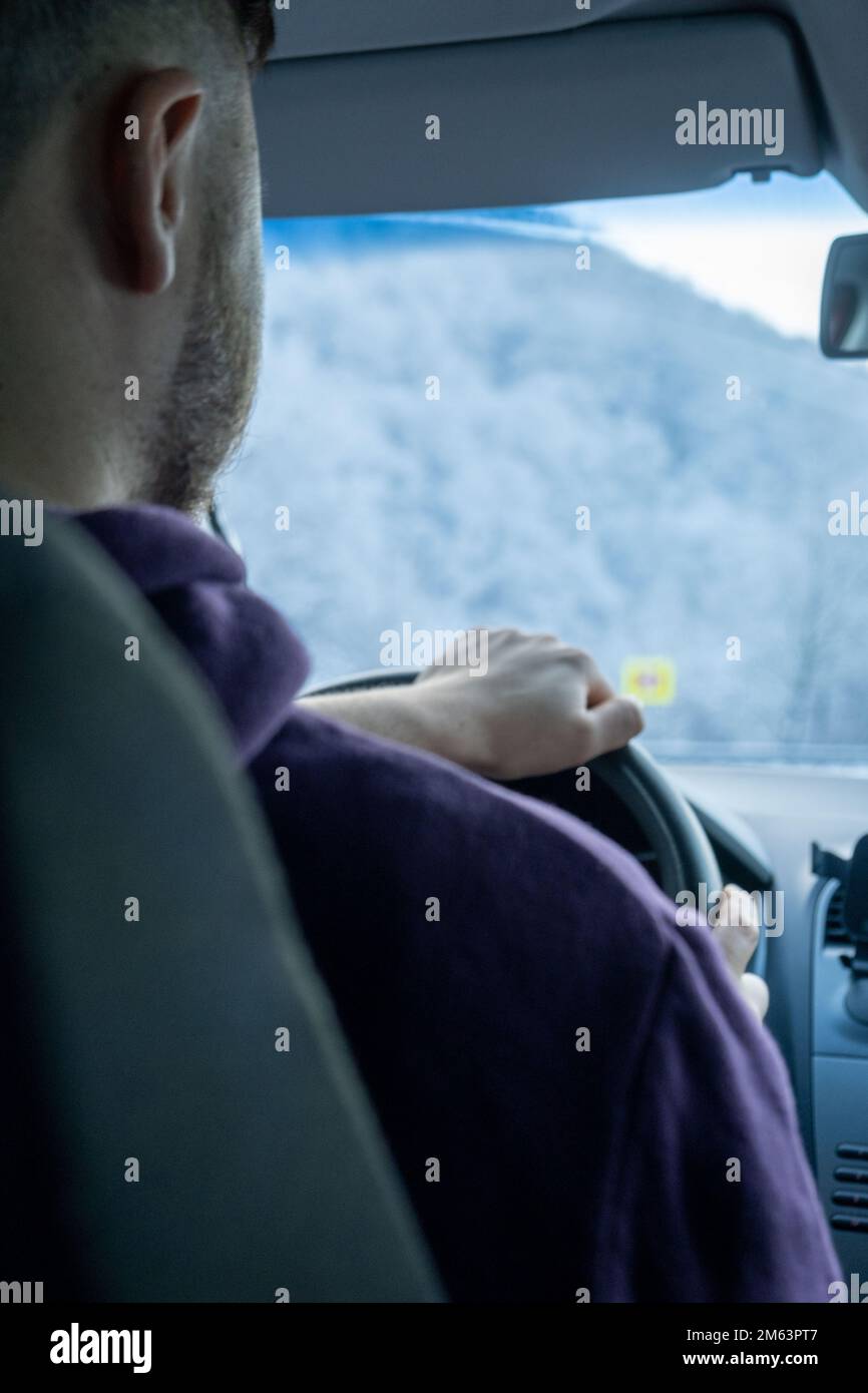 Man phone driving mountain hi-res stock photography and images - Alamy