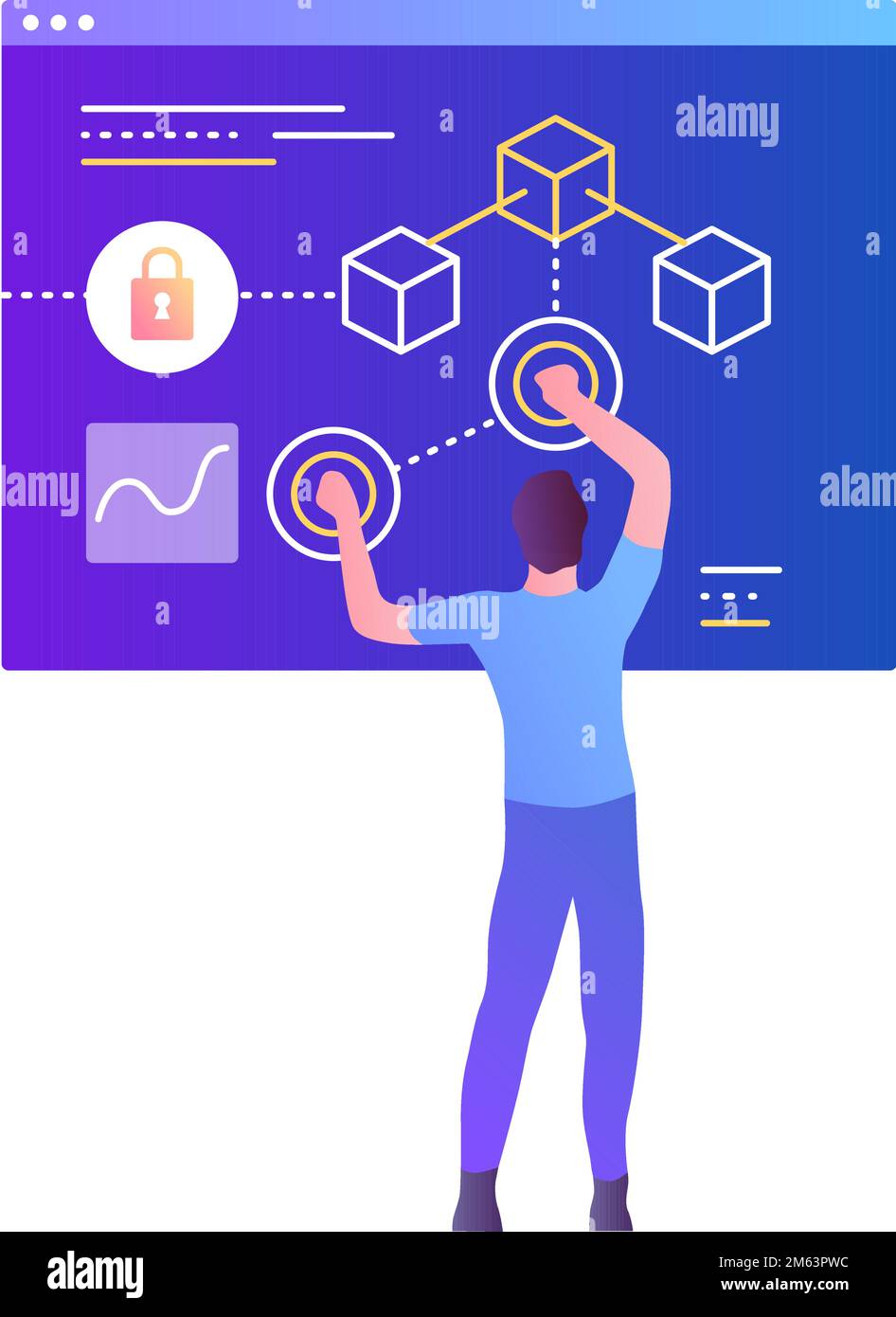 Man building blockchain vector icon on white Stock Vector Image & Art ...