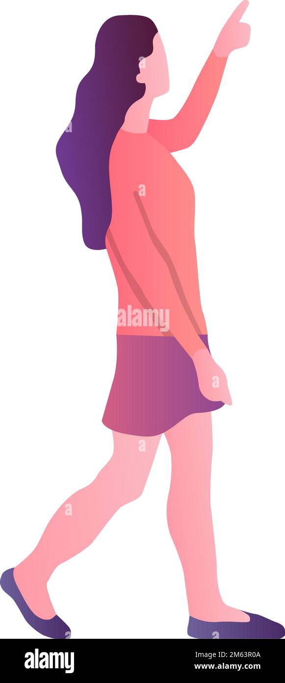 Woman pointing up icon female character vector Stock Vector Image & Art ...