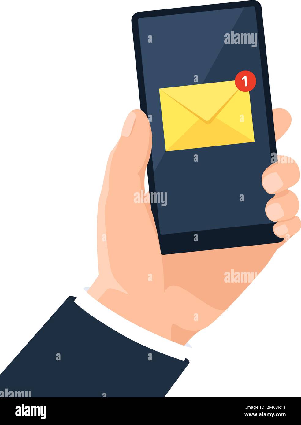 Email on smartphone, notification with envelope on screen. Vector of ...