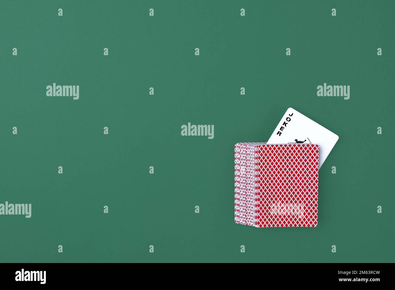 Full deck of playing cards on green background. Card of Joker are ...