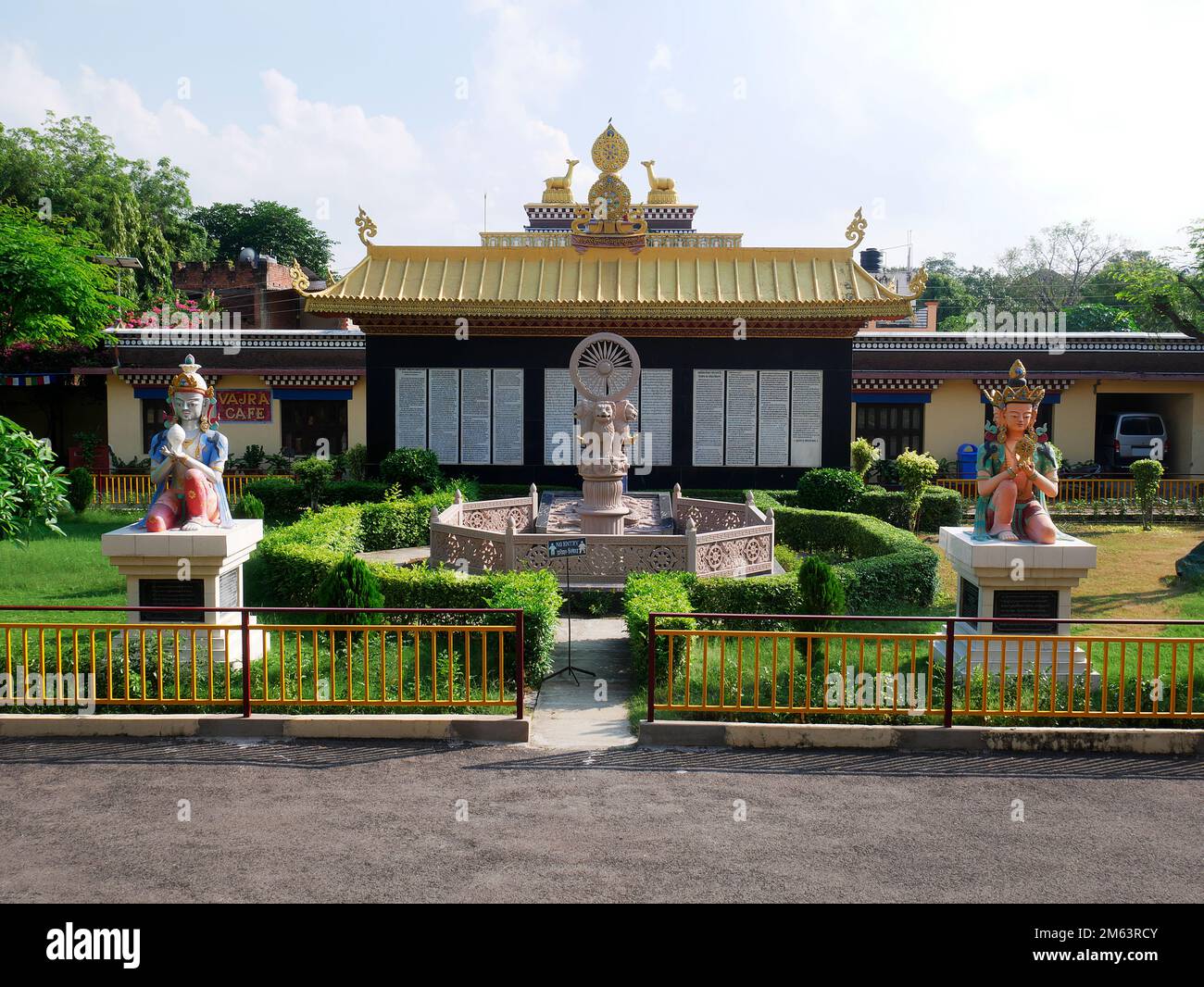 VIEW OF VAJRA VIDYA MONASTERY AT SARNATH, UTTAR PRADESH, INDIA, ASIA ...