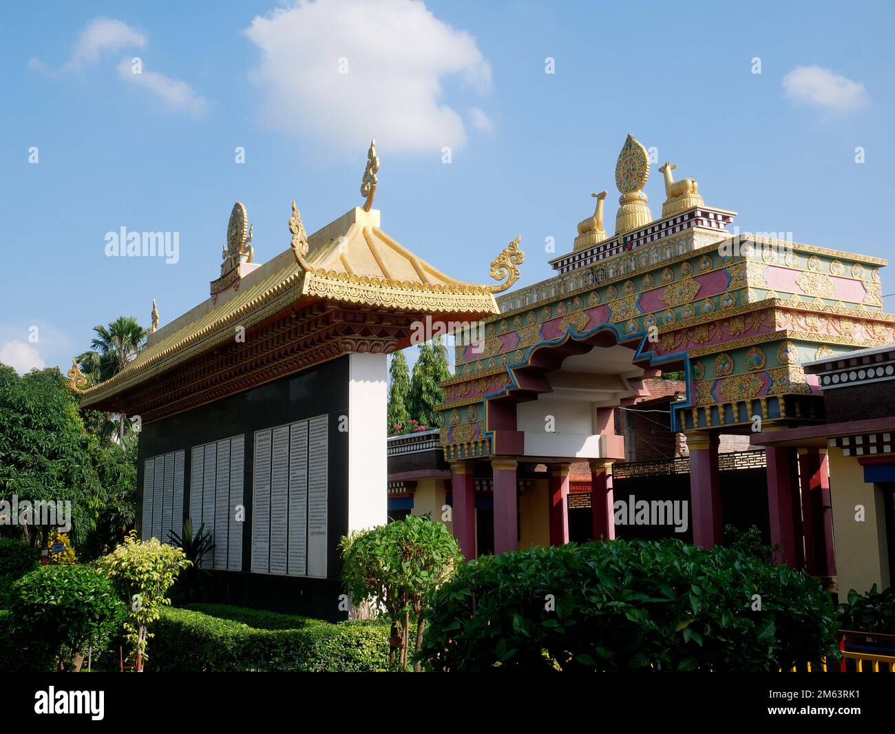 VIEW OF VAJRA VIDYA MONASTERY AT SARNATH, UTTAR PRADESH, INDIA, ASIA ...