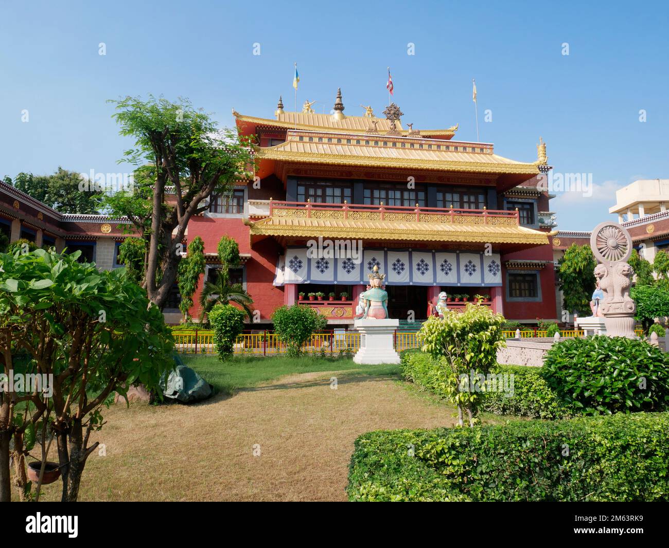 VIEW OF VAJRA VIDYA MONASTERY AT SARNATH, UTTAR PRADESH, INDIA, ASIA ...