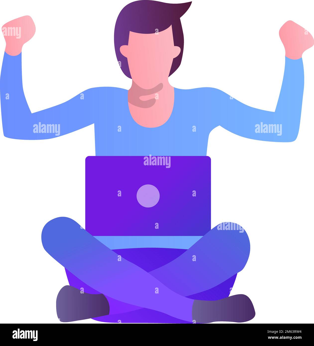Successful man rejoicing working on laptop icon Stock Vector Image ...