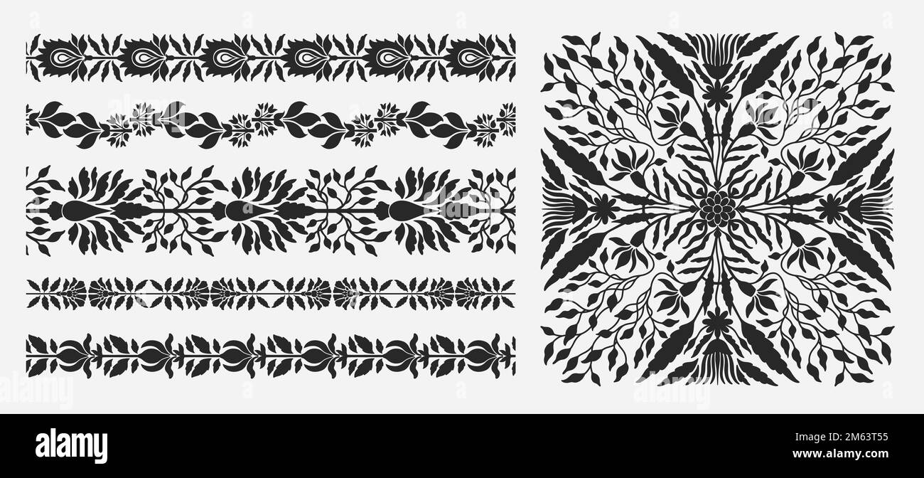 Traditional historical ethnic Indian ornament. Floral natural stylized ...