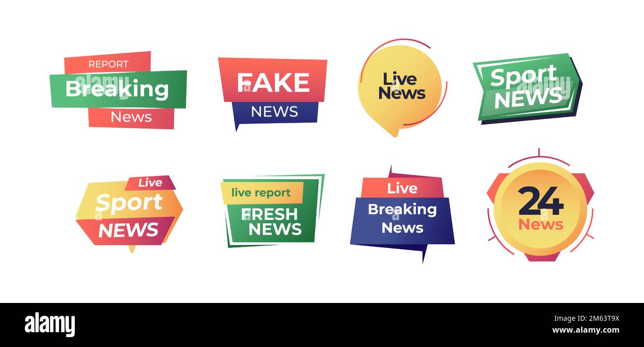 News label. Badges of latest global information stream report, daily ...