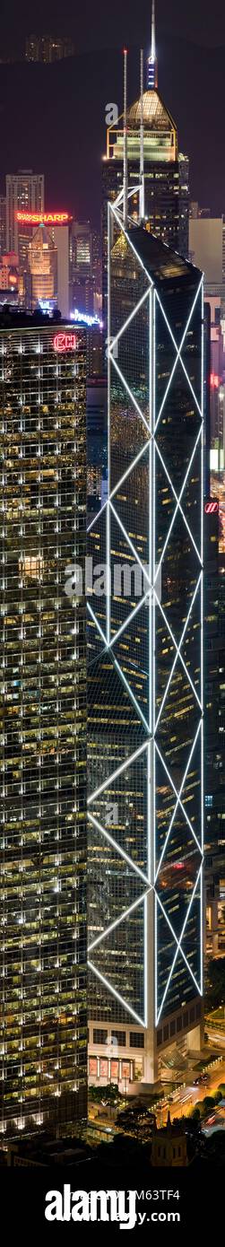 Vertical panorama of the Cheung Kong Center, the HSBC Main Building ...