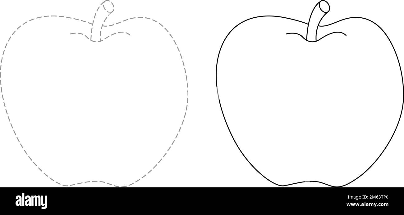 Trace and color for kids, apple vector Stock Vector Image & Art - Alamy