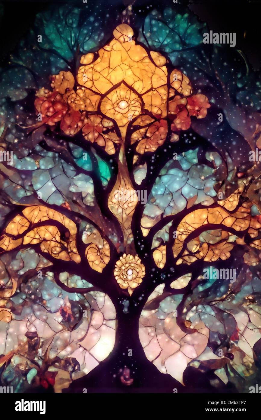 beautiful ornamental tree, digital art Stock Photo - Alamy