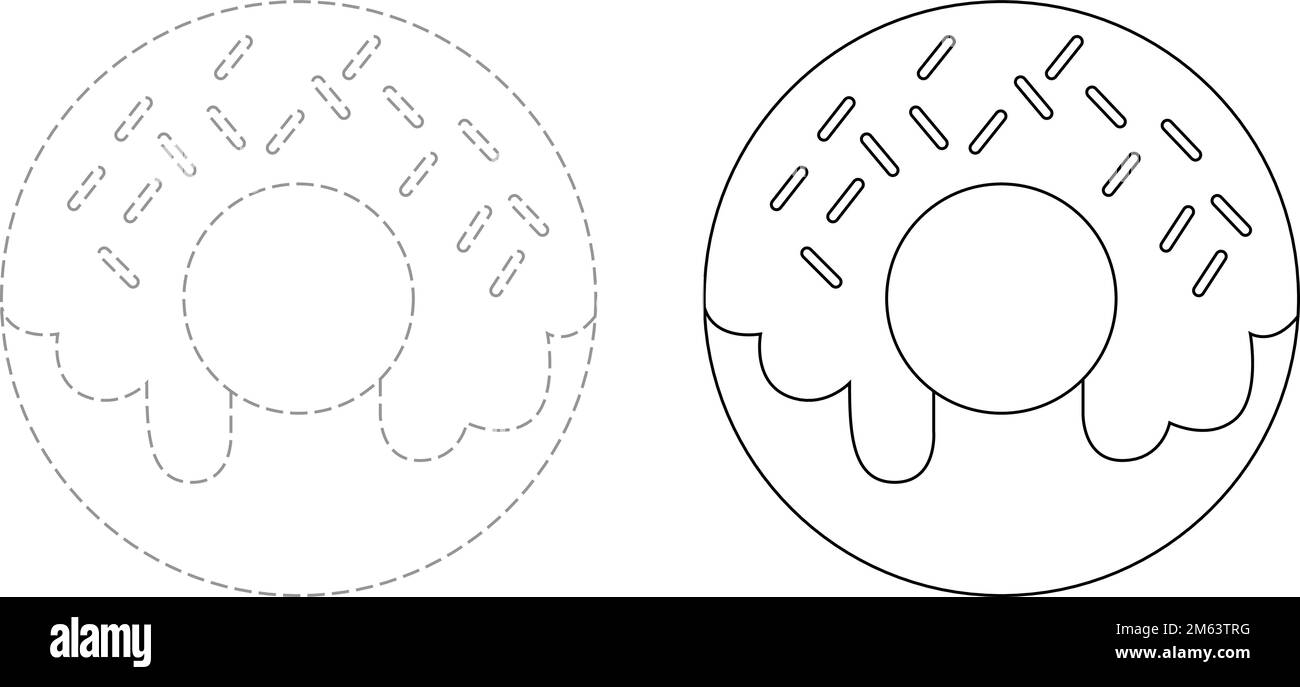 Trace and color for kids, doughnut vector Stock Vector Image & Art - Alamy