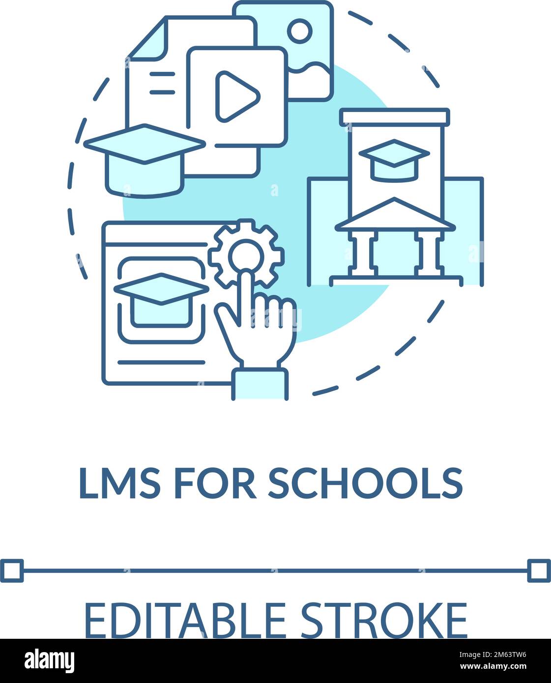 Learning management system for school blue concept icon Stock Vector ...