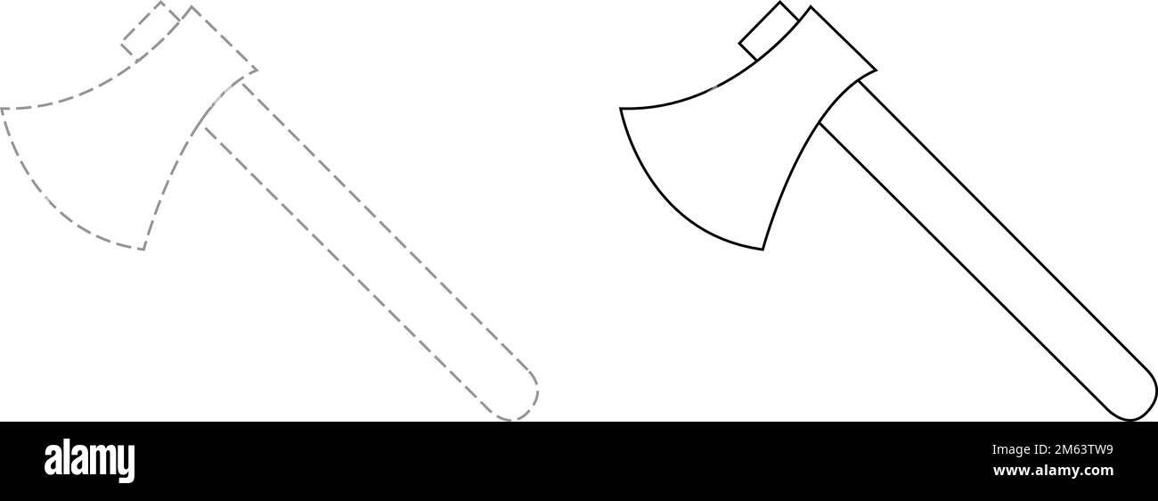 Trace and color for kids, axe vector Stock Vector Image & Art - Alamy