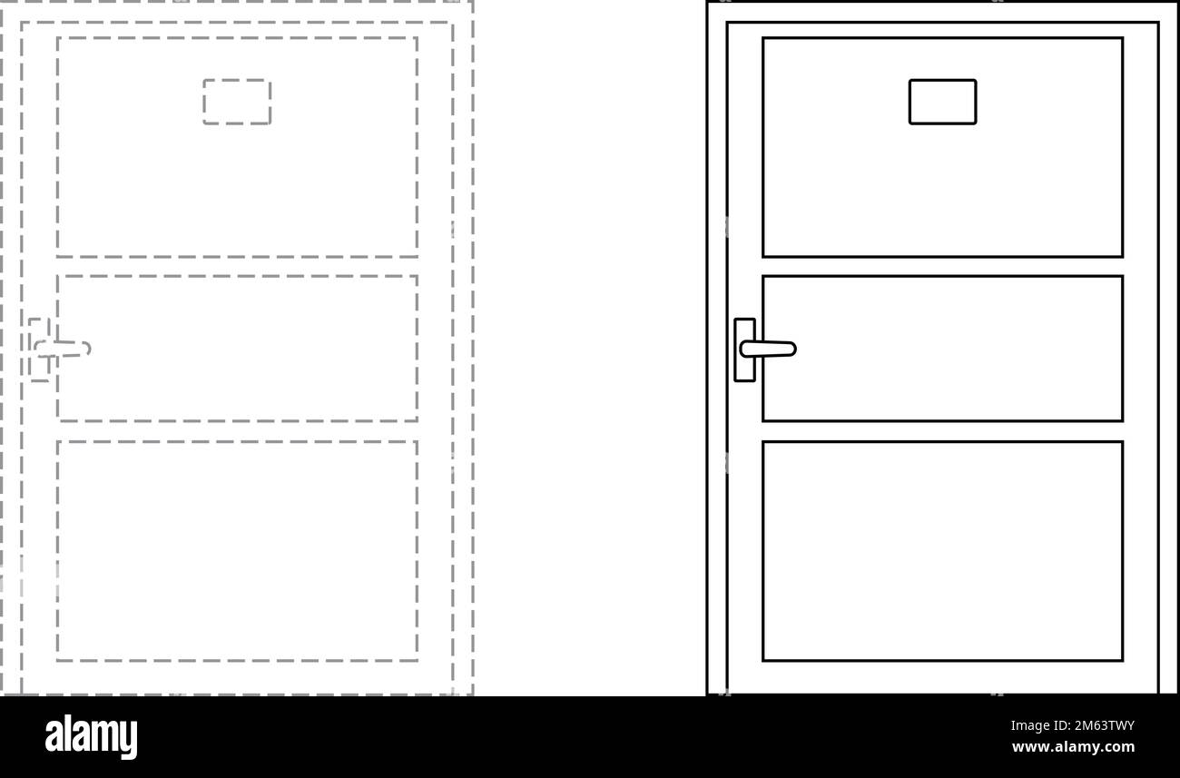 Trace and color for kids, door vector Stock Vector Image & Art - Alamy