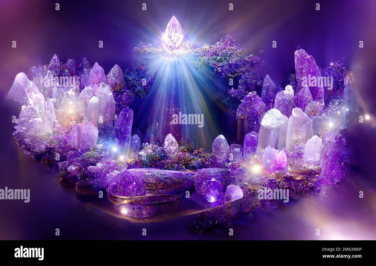 Beautiful crystal heaven. Crystal kingdom. Digital art Stock Photo - Alamy