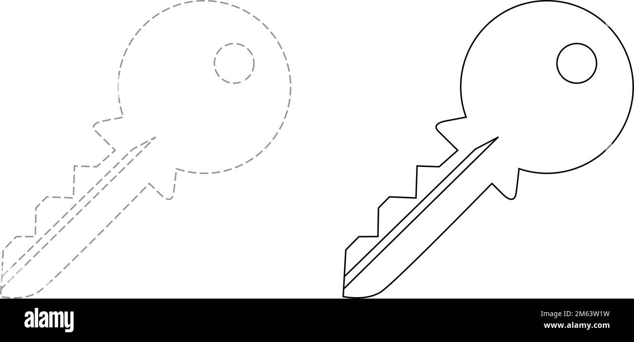 Trace and color for kids, key vector Stock Vector Image & Art - Alamy