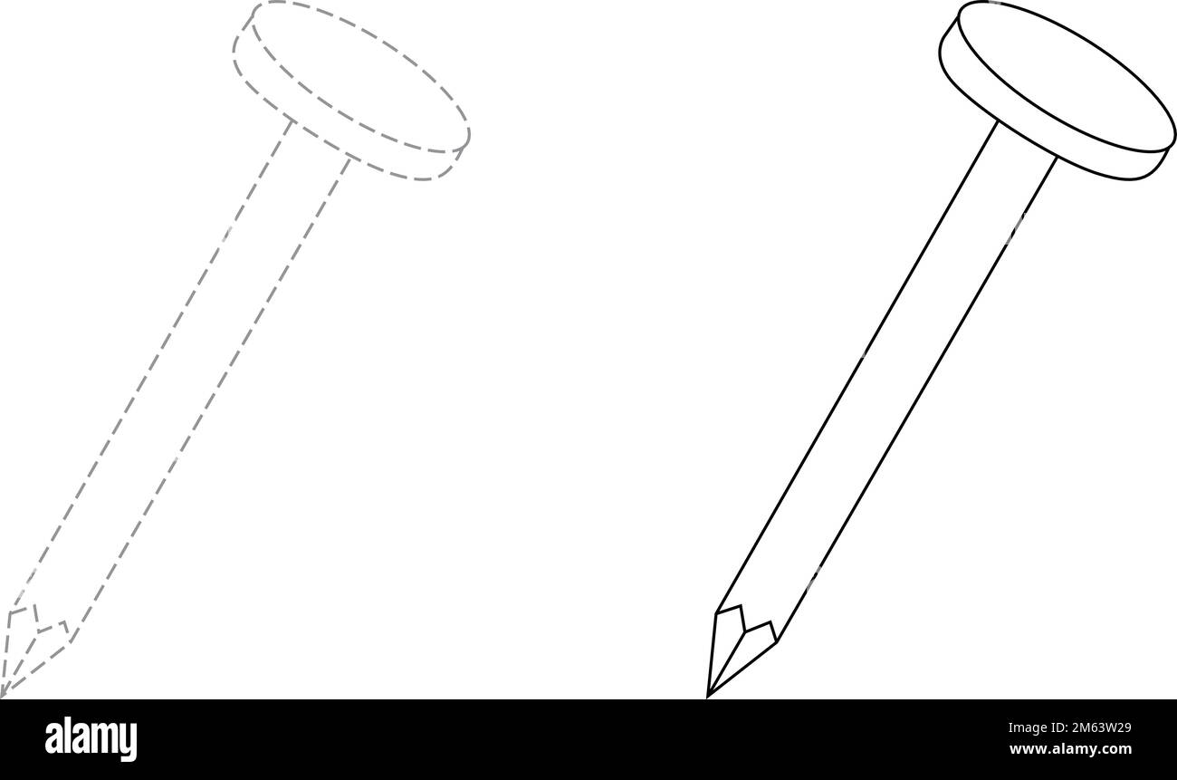 Trace and color for kids, nail vector Stock Vector Image & Art - Alamy