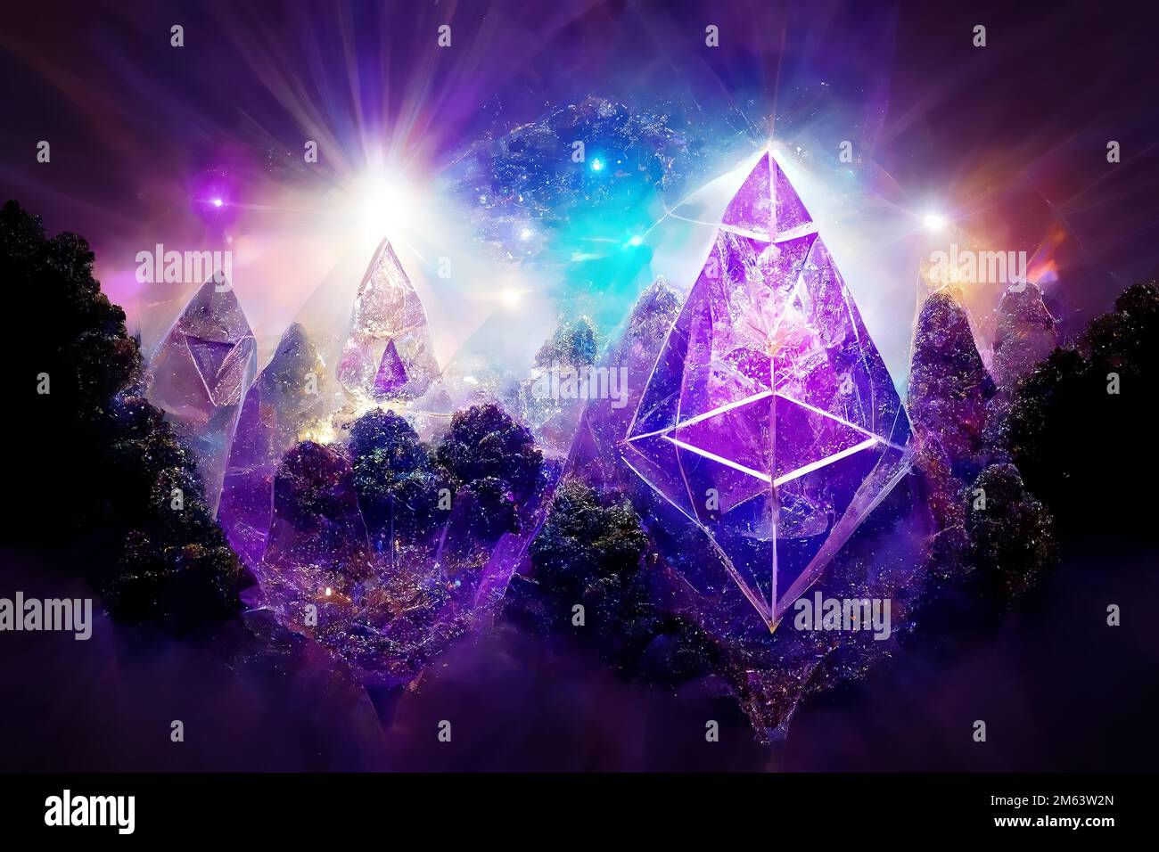 Beautiful crystal heaven. Crystal kingdom. Digital art Stock Photo - Alamy