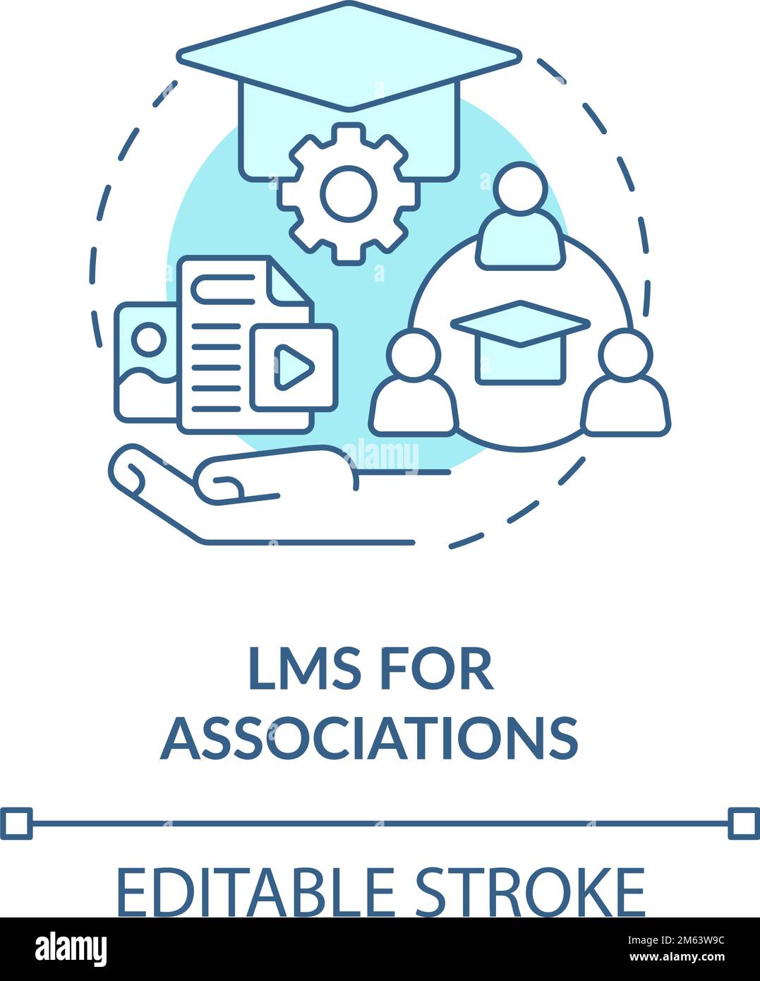 Learning management system for associations blue concept icon Stock ...