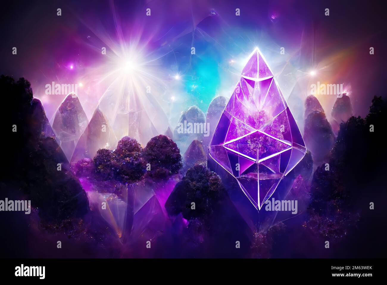 Beautiful crystal heaven. Crystal kingdom. Digital art Stock Photo - Alamy