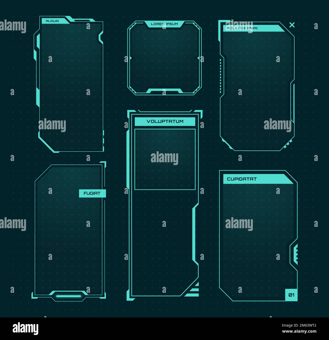 Green vertical HUD frames, futuristic green interface. Vector game futuristic digital display ...