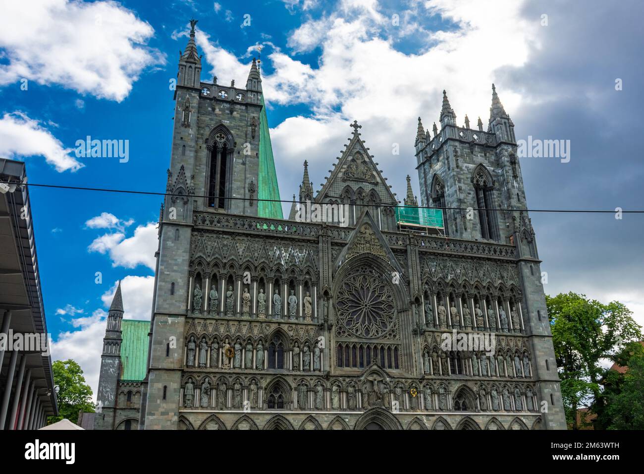 Facade of the gothic Nidaros Cathedral of Trondheim, Norway Stock Photo ...