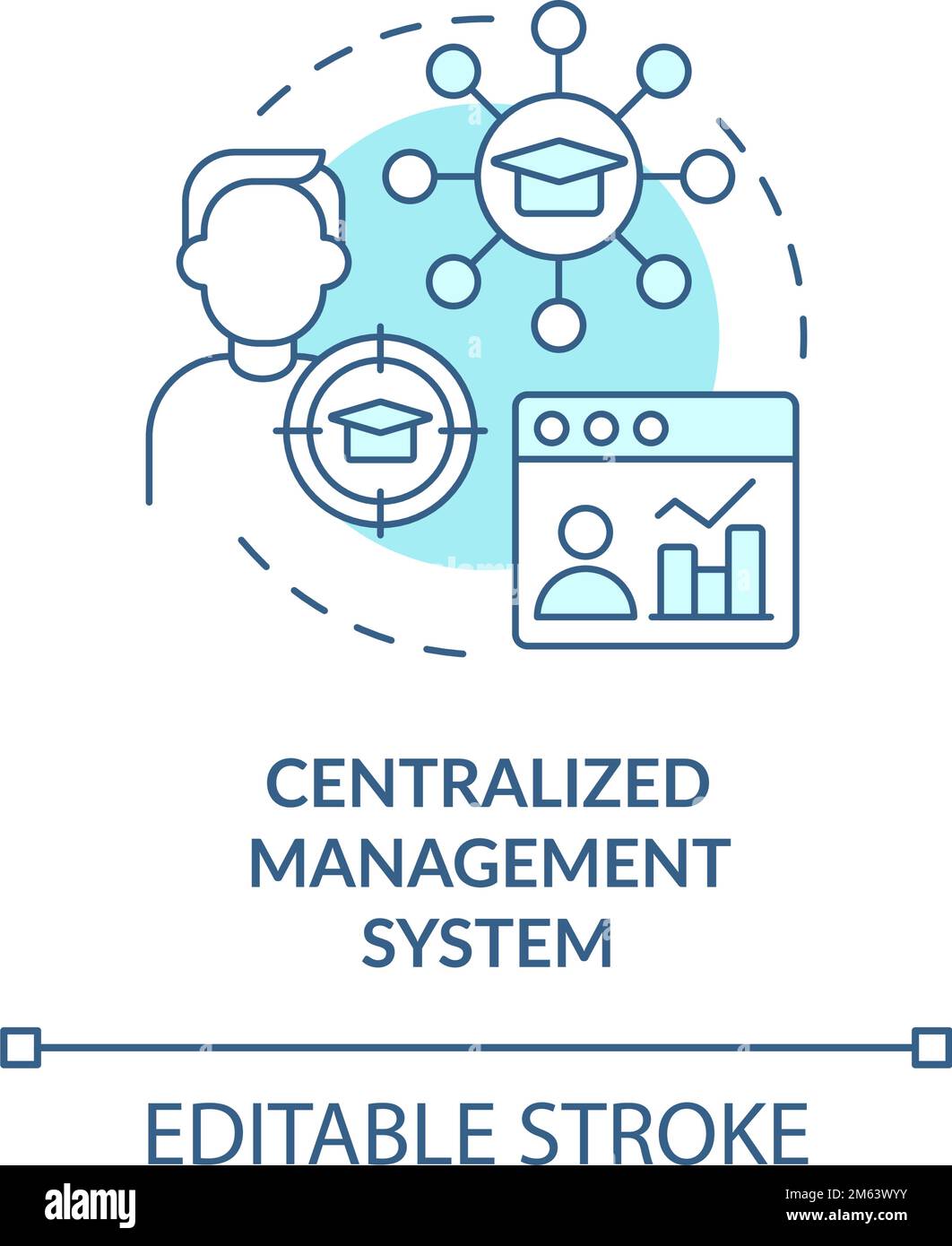 Centralised management system blue concept icon Stock Vector Image ...