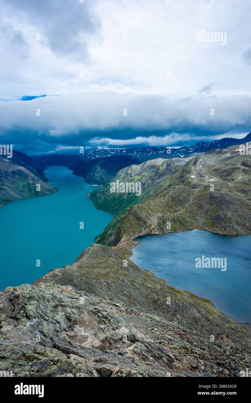 Amazing view of the Besseggen ridge, famous hiking spot in Jotunheimen ...