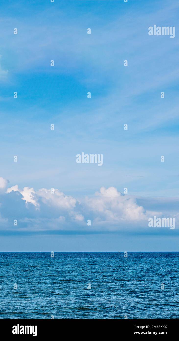 BANNER, VERTICAL STORY Atmosphere panorama white cloud clear blue sky ...