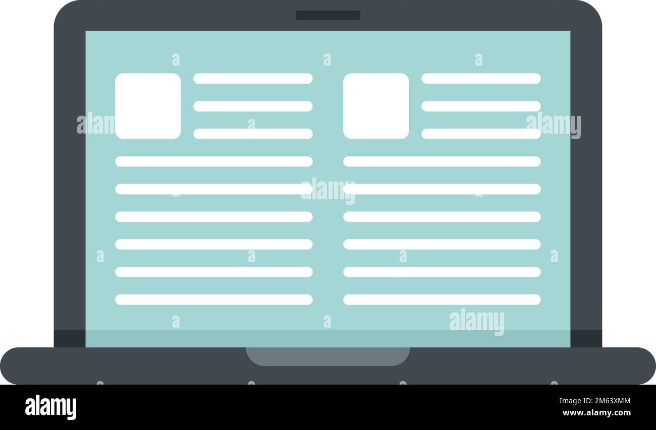 Laptop doc comparison icon flat vector. Scale balance. Finance idea ...