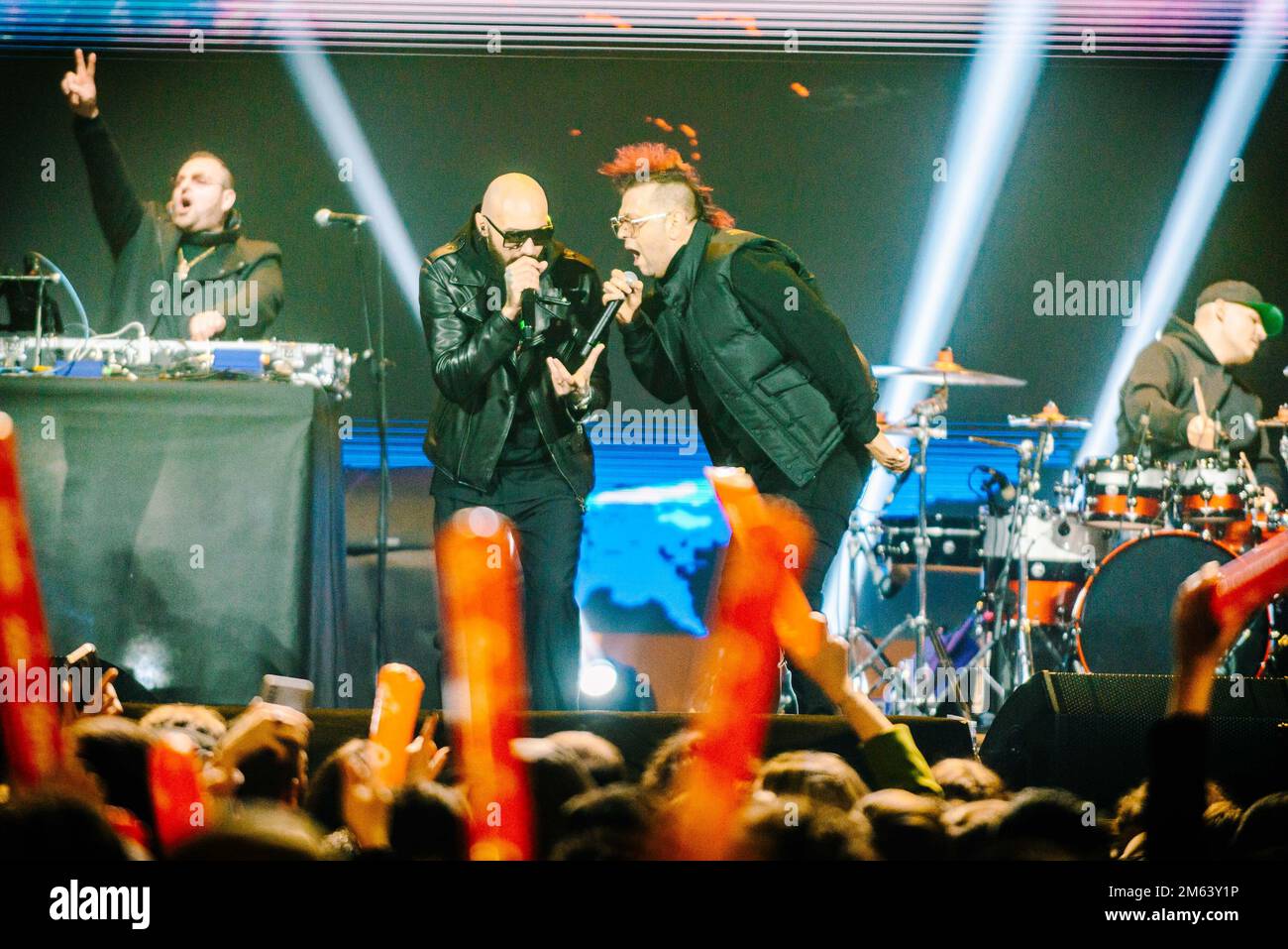 Piazza Liberta, Bari, Italy, December 31, 2022, Boomdabash on stage ...
