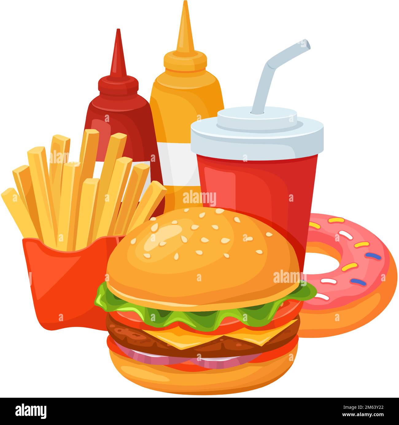 Cheeseburger With Fries Clip Art