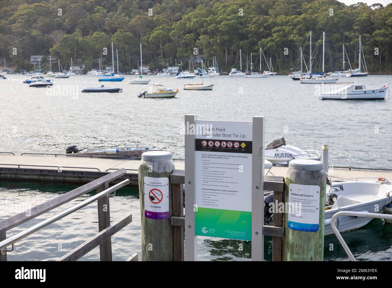 Church Point Sydney, community boat tie up mooring area, used by ...